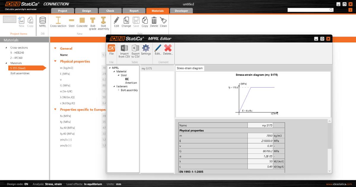 User-defined material properties | IDEA StatiCa